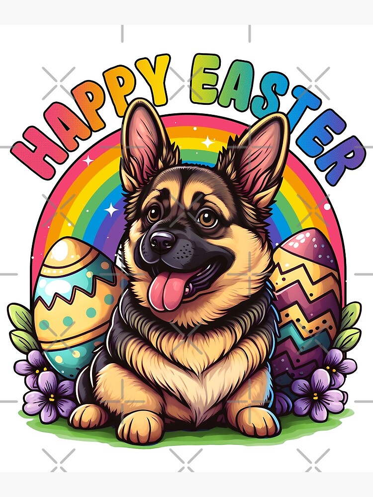 "Funny Easter German Shepherd GSD Cute Happy Easter Dog" Poster for ...