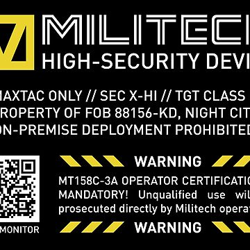 "Militech High-Security Device" Sticker for Sale by Matthew Lewis ...