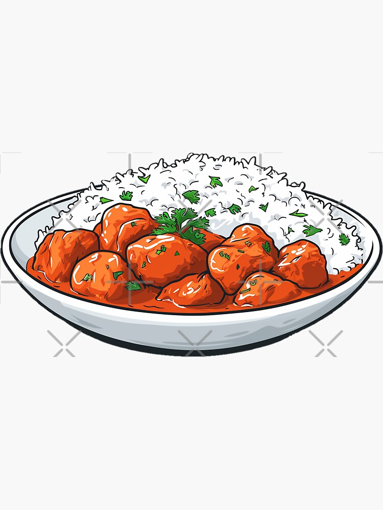 "Butter Chicken with Rice" Sticker for Sale by herculeng | Redbubble
