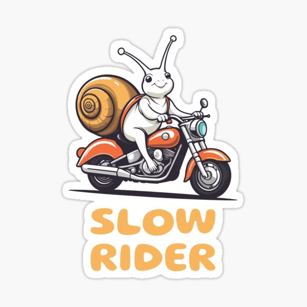 "Slow Rider. Snail riding a motorcycle." Sticker for Sale by twisted ...