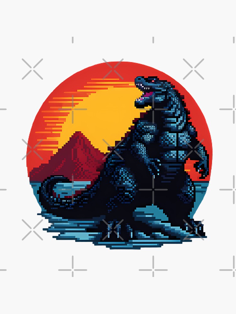 "The Titan's Pixelated Roar" Sticker by Personafic | Redbubble