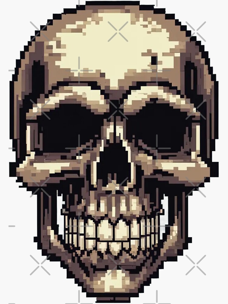" Retro Gaming Skull, 8-Bit Pixel Art" Sticker for Sale by Burn-Ego ...