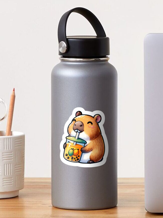 "Capybara drinking mango-flavored bubble-tea" Sticker by JungleVibeZ ...