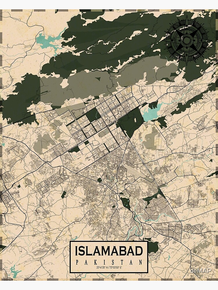 "Islamabad City Map of Pakistan - Vintage" Poster for Sale by deMAP ...