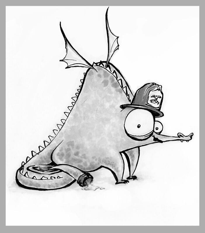 "Fireman Dragon Sketch, Drippy the Dragon " by pacepaintings | Redbubble