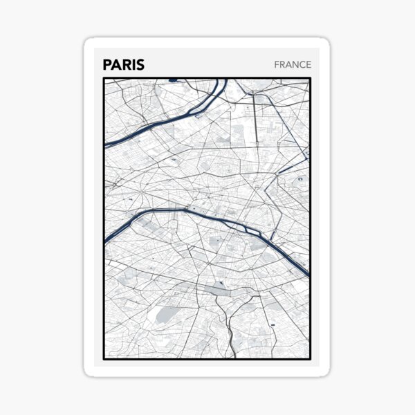 "Paris, France, city map and urbanism" Sticker by HungryMapsData ...