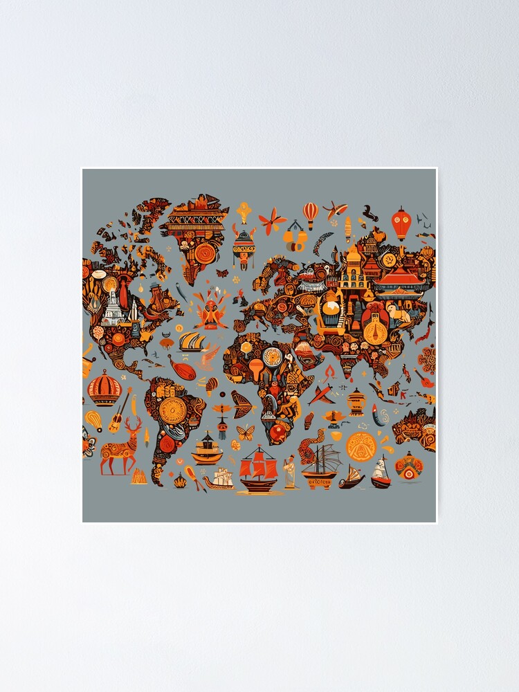 "Global Cultural Map v3" Poster for Sale by iwcus | Redbubble