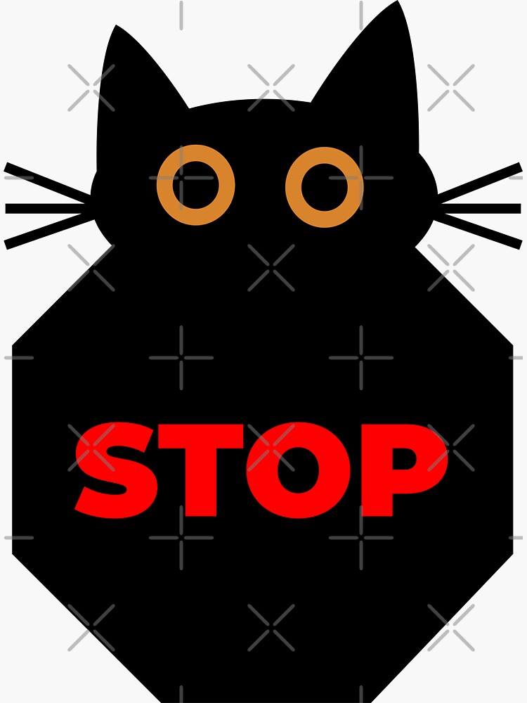 "Stop Sign Cat" Sticker for Sale by cutenesss | Redbubble