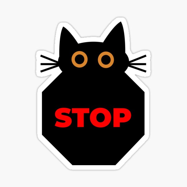 "Stop Sign Cat" Sticker for Sale by cutenesss | Redbubble