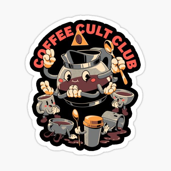 "Holy Coffee Club - Black " Sticker for Sale by Ilustrata® Design ...