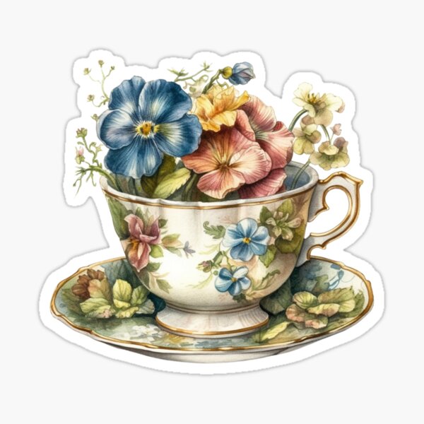 "Vintage teacup princesscore Floral Tea - regencycore baroque iris ...