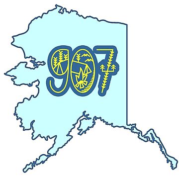 "Alaska 907 Area Code With Outline of the State" Sticker for Sale by ...