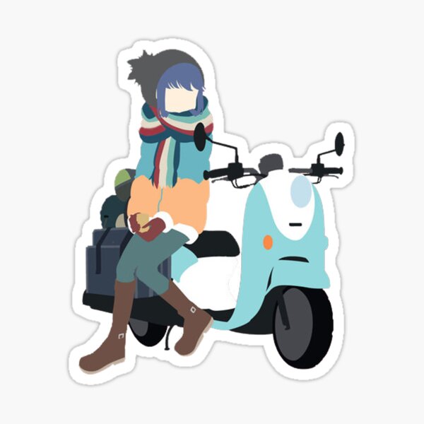 "Yuru Camp - Shima Rin and Scooter" Sticker by pietercarlier | Redbubble