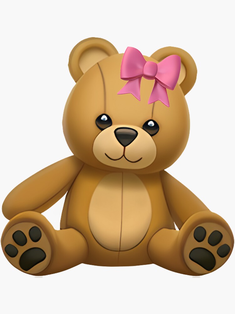 "I'm Just A Girl- teddy bear emoji with pink bow" Sticker for Sale by ...