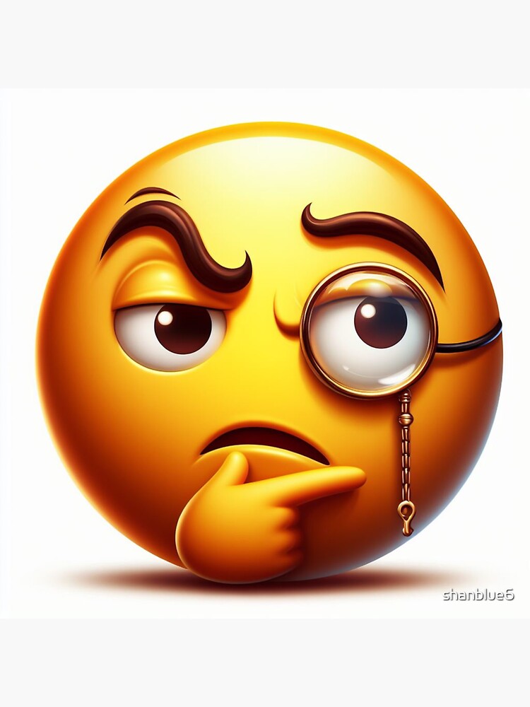 "Hmm Thinkin Emoji with Monocle and Weird Eyebrows" Sticker for Sale by ...