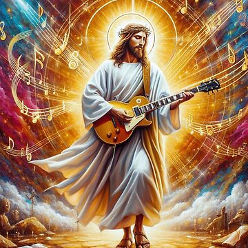 "Jesus Playing Electric Guitar" Sticker for Sale by Obinne | Redbubble