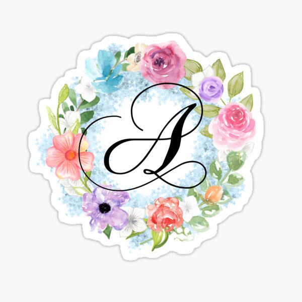 "Watercolor Floral Wreath Monogram Letter A" Sticker for Sale by ...