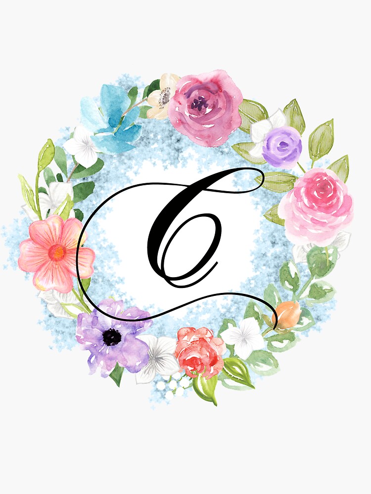"Watercolor Floral Wreath Monogram Letter C" Sticker for Sale by ...