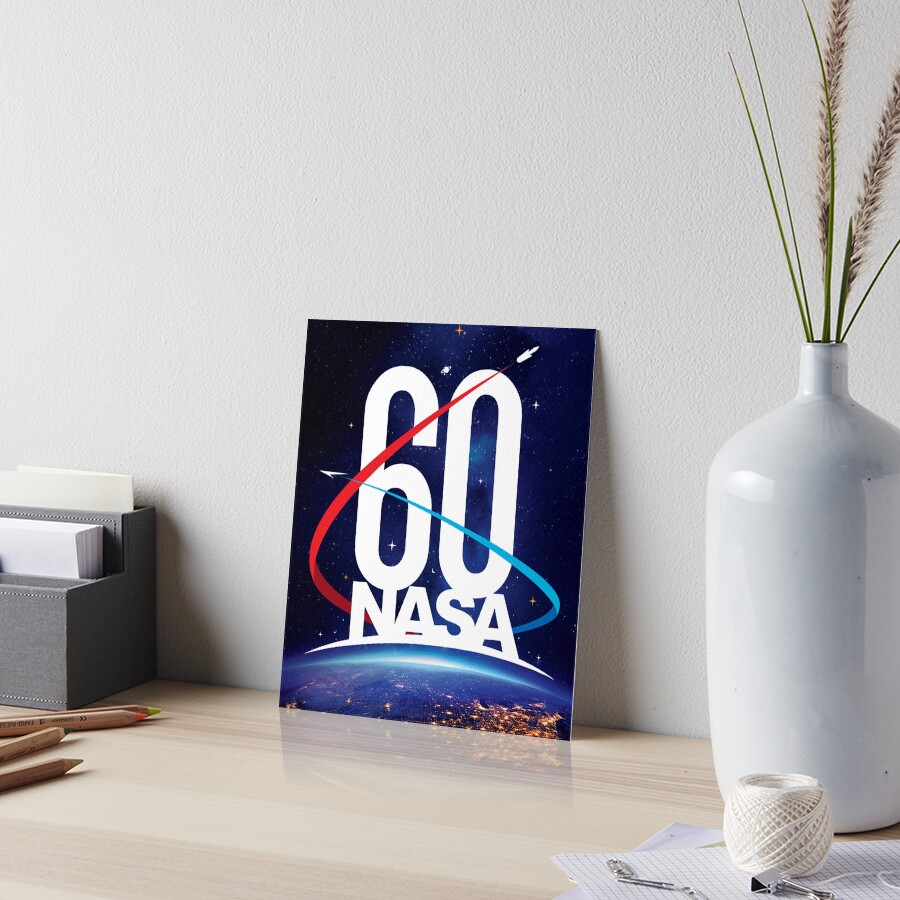 "NASA 60th Anniversary Logo- Celebrate 60 Years of NASA " Art Board ...