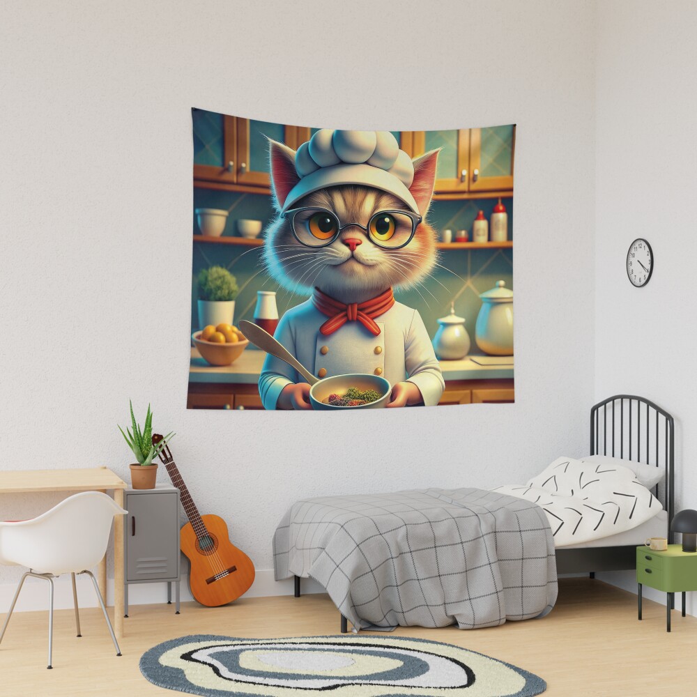 "Chef Cat in the Kitchen Prints, Posters, Canvas, Cat, Kitten, Cook ...