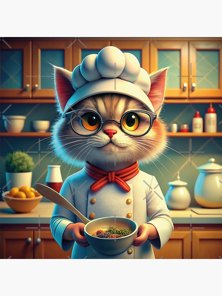 "Chef Cat in the Kitchen Prints, Posters, Canvas, Cat, Kitten, Cook ...