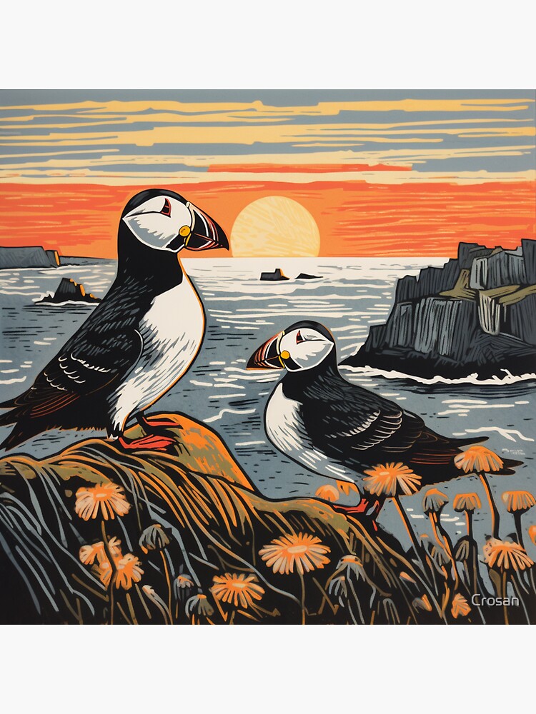 "Puffin Pair" Sticker for Sale by Crosan | Redbubble