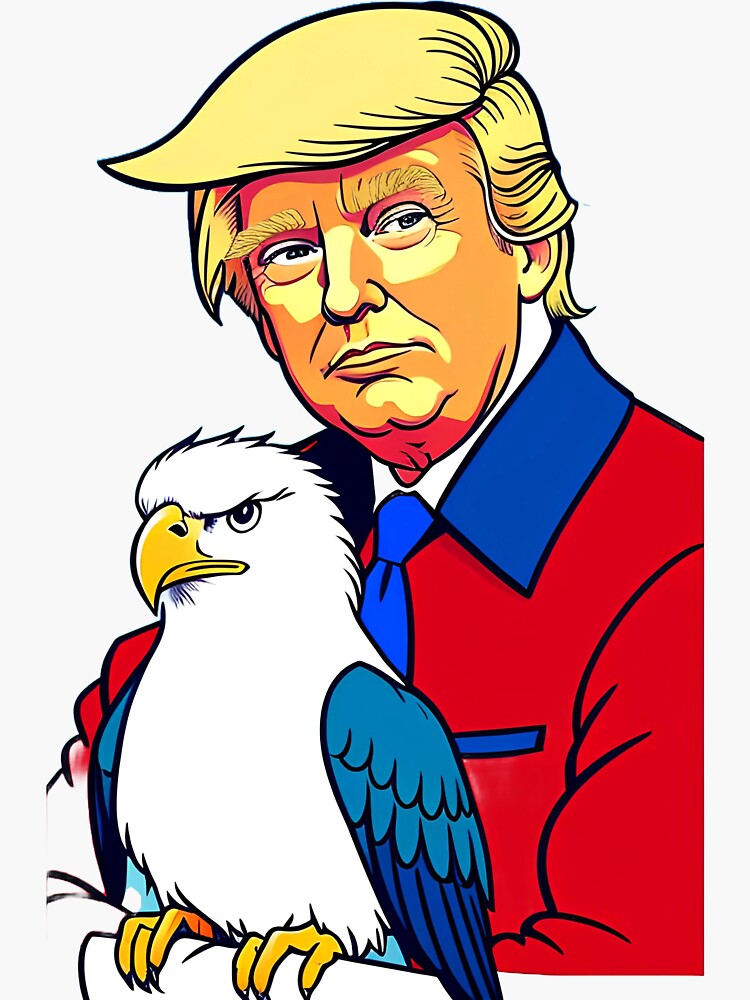 "Donald Trump and an Eagle" Sticker for Sale by MikePL | Redbubble
