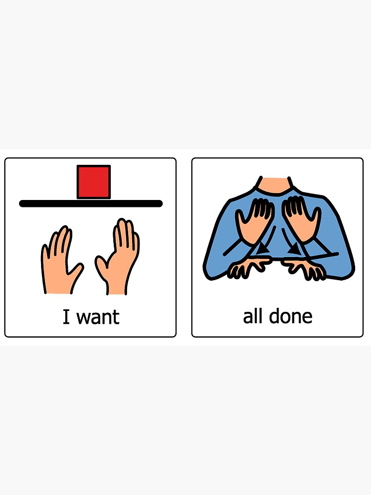 "I Want All Done Boardmaker" Sticker for Sale by Jerry-Manilow | Redbubble