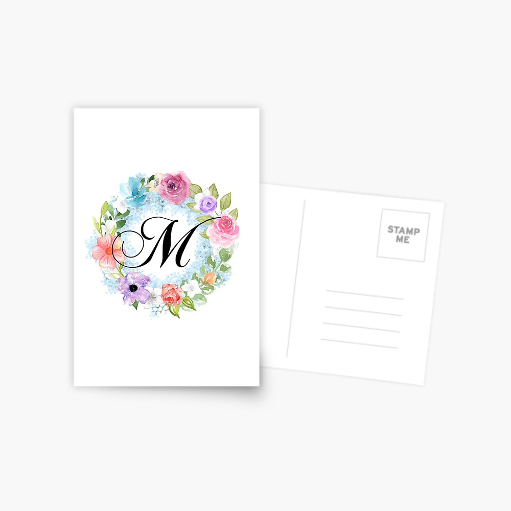 "Watercolor Floral Wreath Monogram Letter M" Sticker for Sale by ...