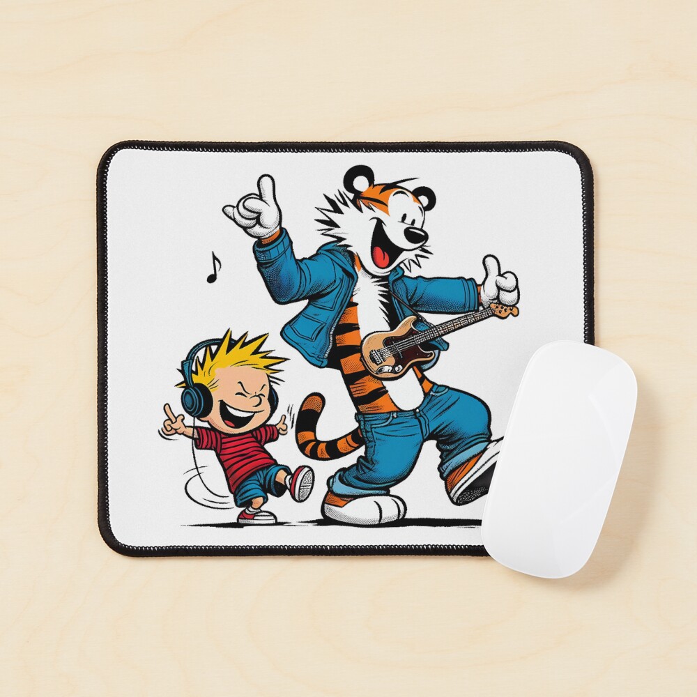 "Calvin and Hobbes listening to music sticker" Sticker by AliveStyle ...