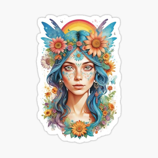 "Hippie Harmony - Sixties Flower Child" Sticker for Sale by Kashear ...