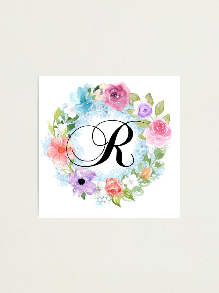 Lámina fotográfica «Letra R del monograma de la guirnalda floral de la ...