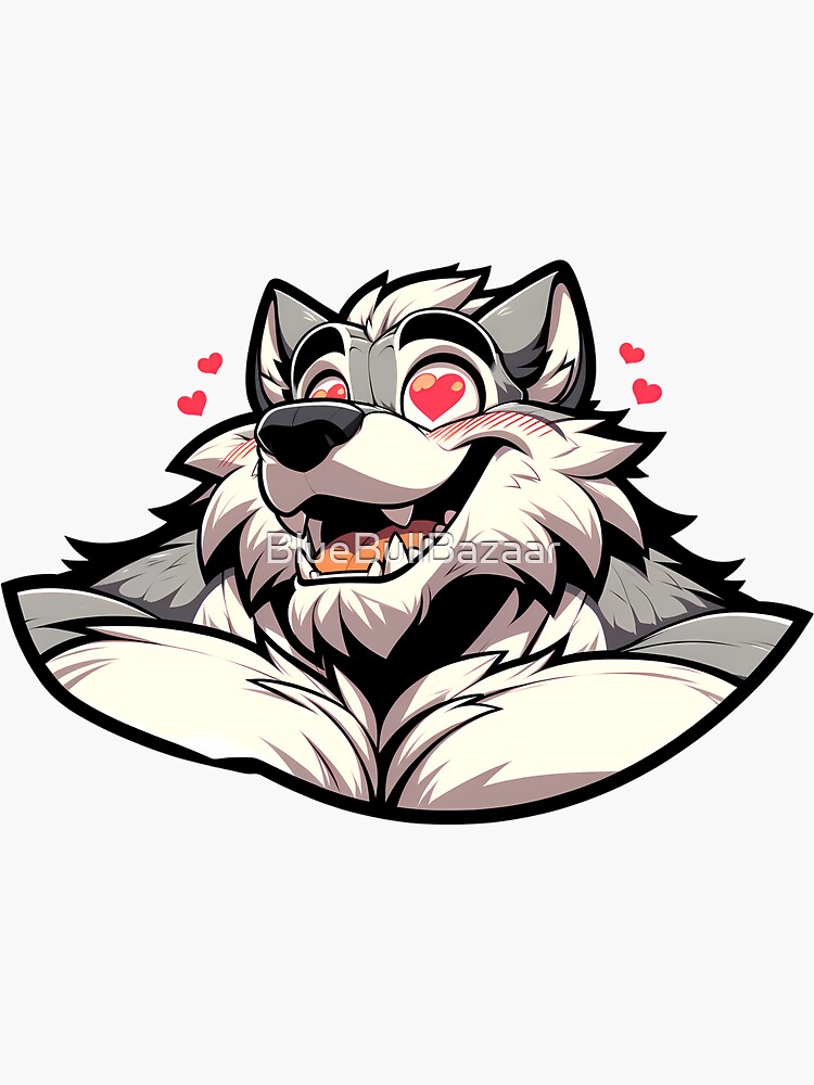 "Lovestruck Werewolf Cute Anthro Furry Art" Sticker for Sale by ...