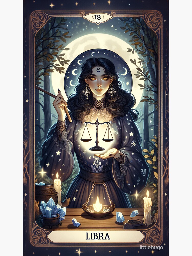 "Libra witch tarot card style" Sticker for Sale by littlehugo | Redbubble