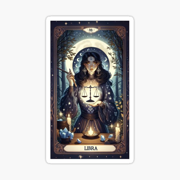 "Libra witch tarot card style" Sticker for Sale by littlehugo | Redbubble