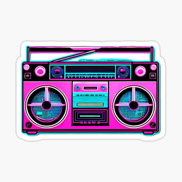 "Neon Boombox" Sticker for Sale by DianaSadGirl | Redbubble