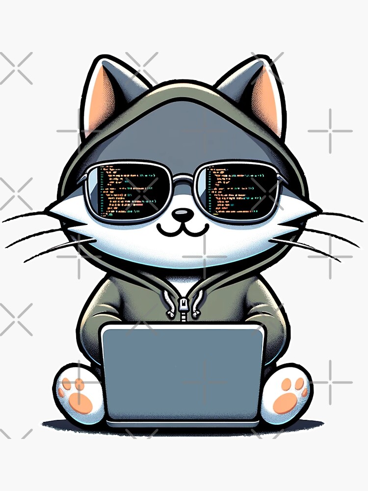 "Hacker Cat Master of Code" Sticker by lAnJefurtifeu | Redbubble
