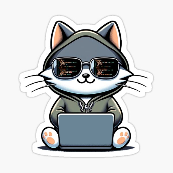 "Hacker Cat Master of Code" Sticker by lAnJefurtifeu | Redbubble
