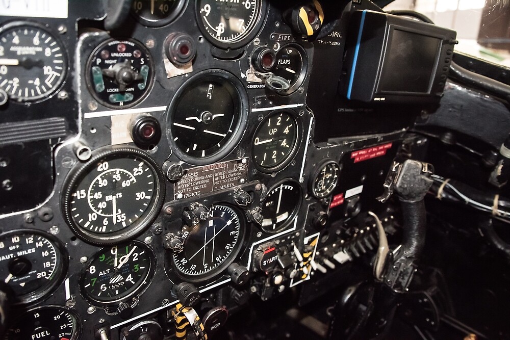 "Cockpit of a 1950 Military Vampire jet" by CameronSys | Redbubble