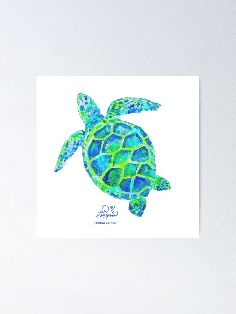 "Sea Turtle green & blue by Jan Marvin" Poster for Sale by janmarvin ...
