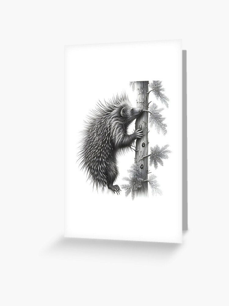 "Black and white porcupine pencil drawing" Greeting Card for Sale by ...