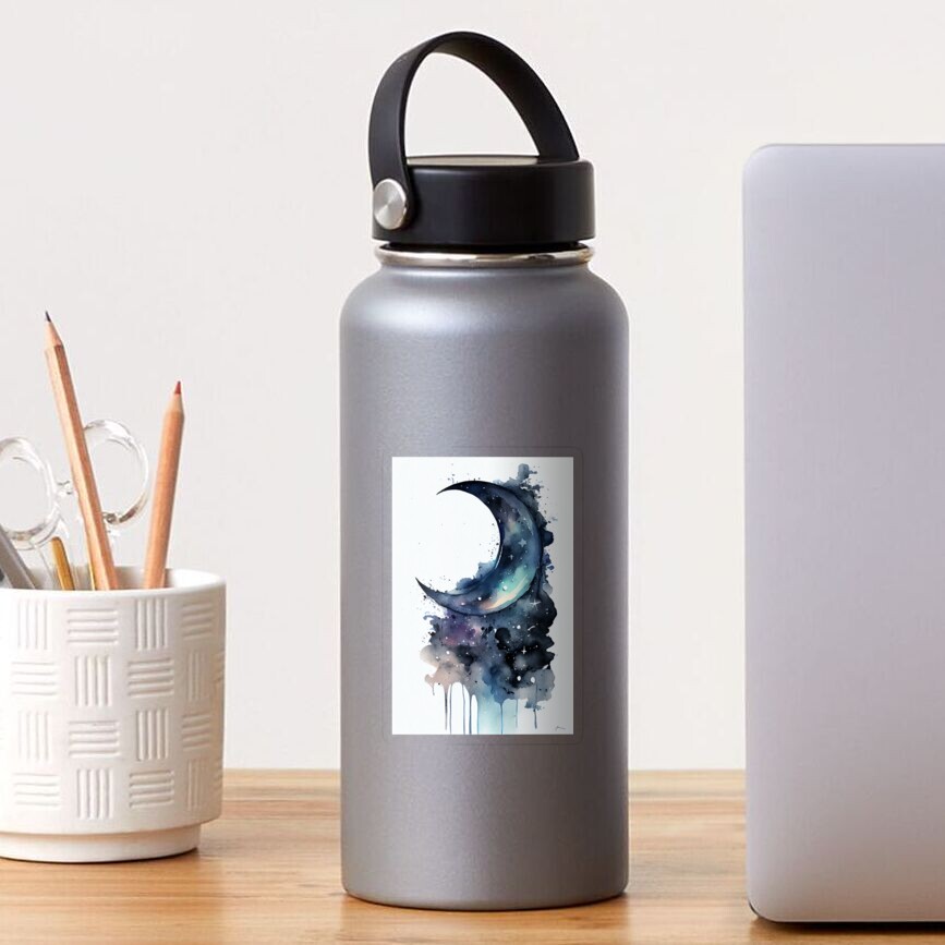 "Night Sky Crescend Moon" Sticker for Sale by Peek-Designs | Redbubble