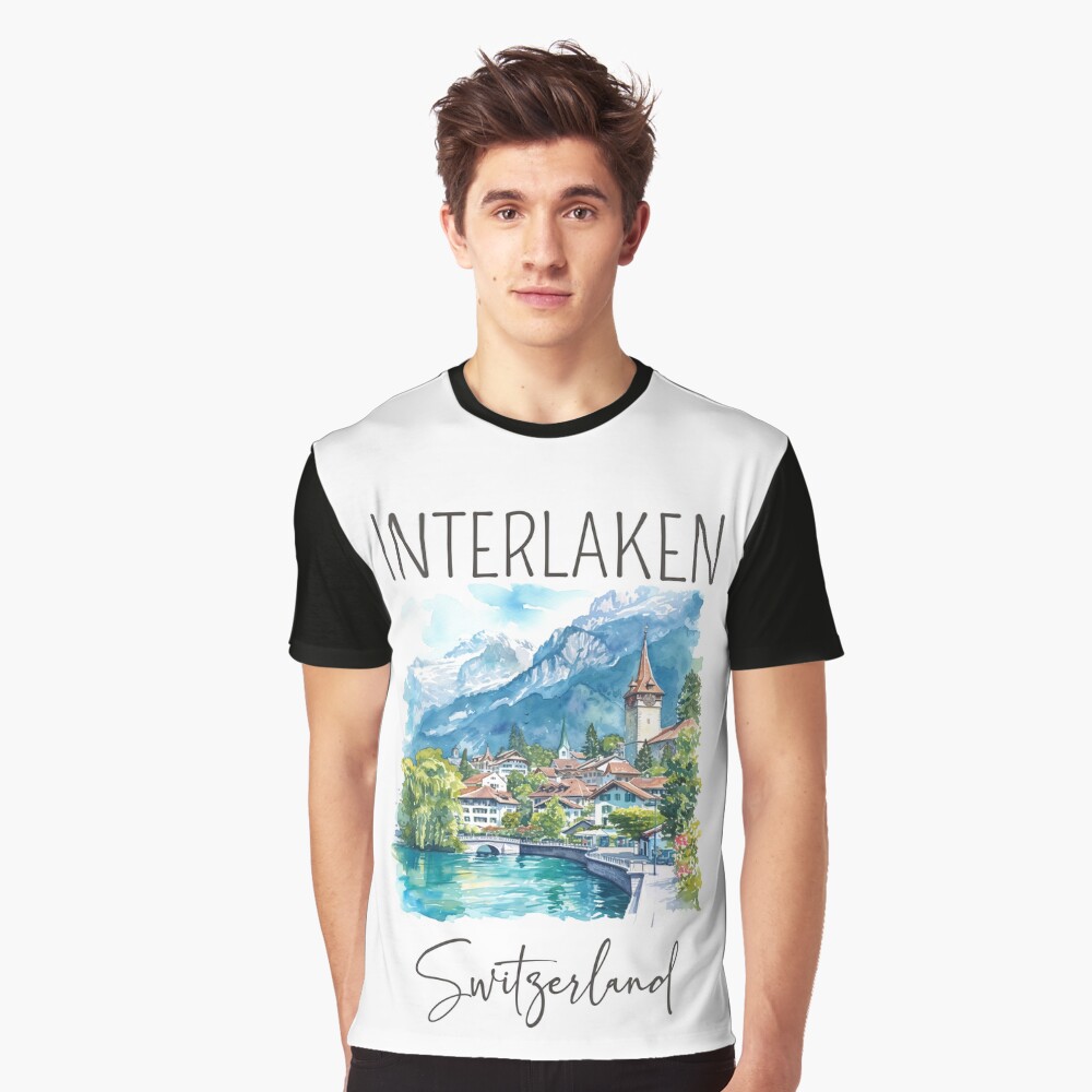 "Watercolor Design of Interlaken - Switzerland " Sticker for Sale by ...