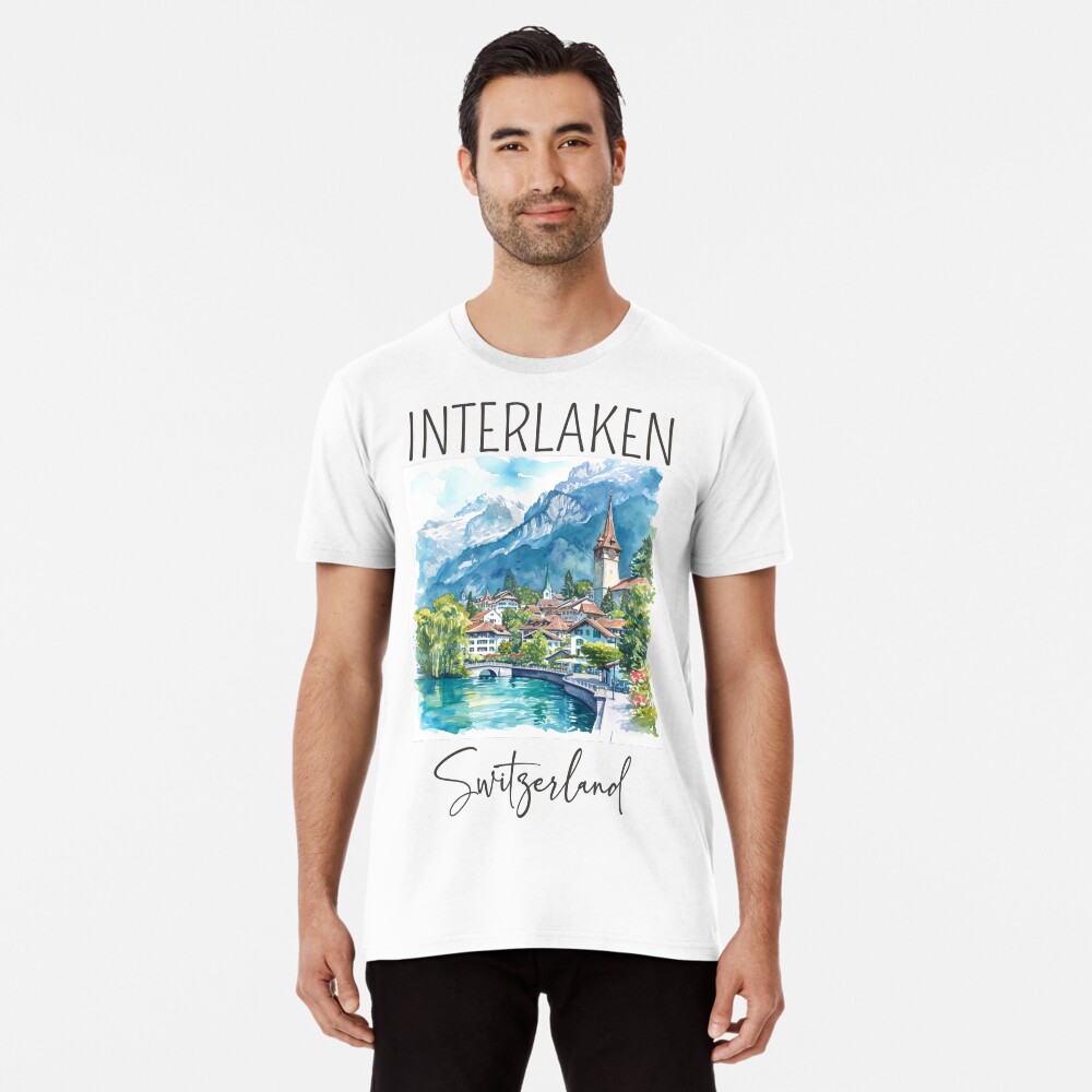 "Watercolor Design of Interlaken - Switzerland " Sticker for Sale by ...