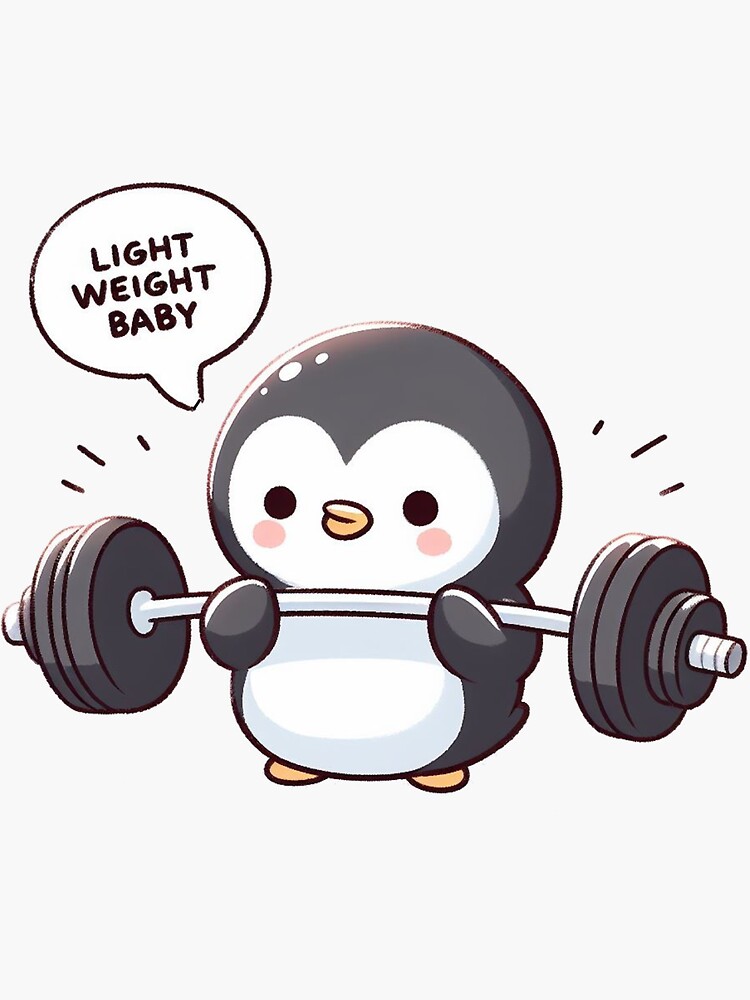 "Powerlifting: Cute Penguin" Sticker for Sale by LemuellTrends | Redbubble
