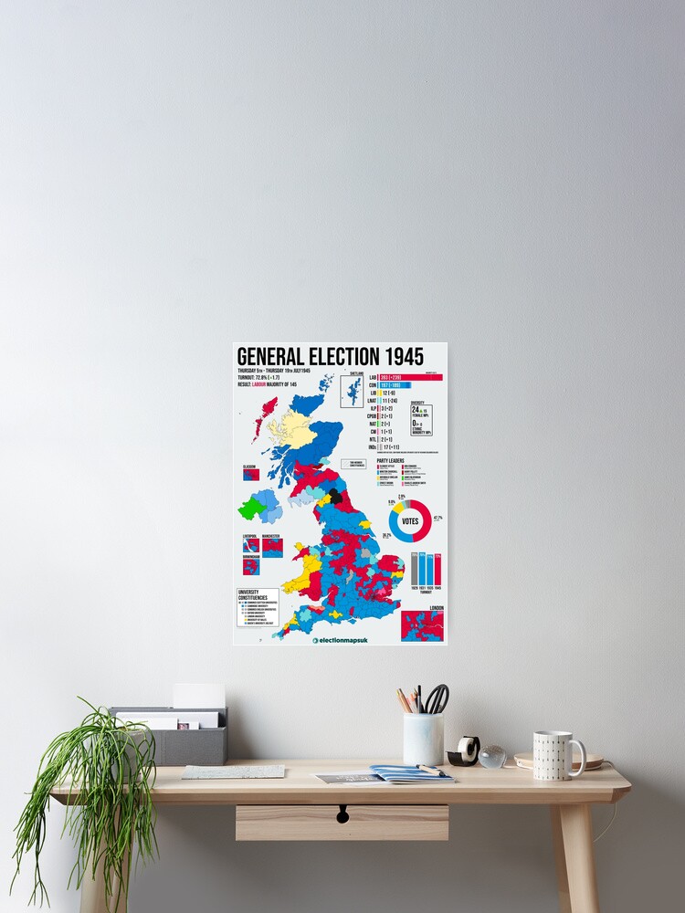 "1945 United Kingdom General Election Poster" Poster for Sale by ...