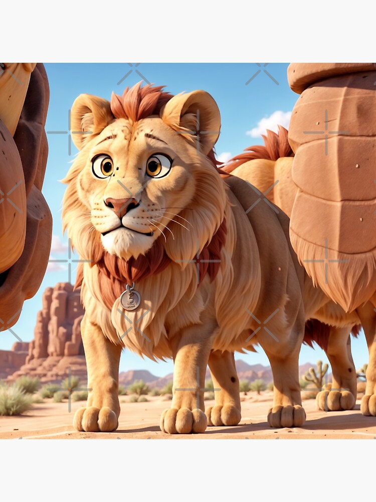 "Cartoon Lion Cub: Front-Facing Startled Expression" Sticker by ...