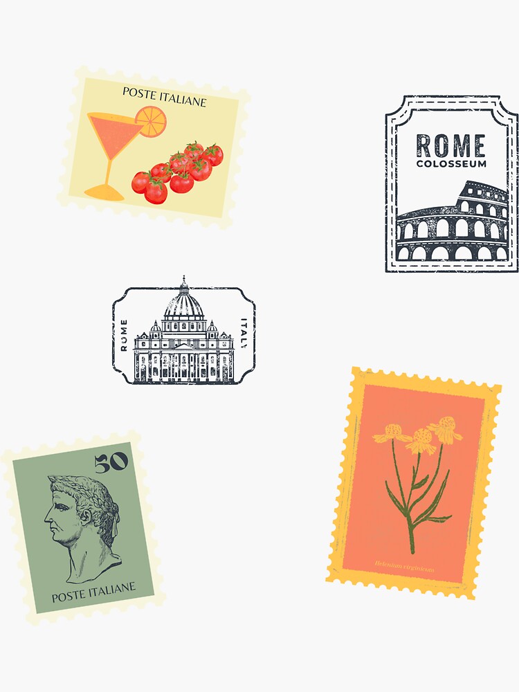 "italy stamp sticker pack" Sticker for Sale by mushymandy | Redbubble