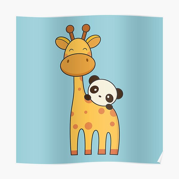 " Giraffe and Panda are kawaii cute" Poster for Sale by wordsberry ...