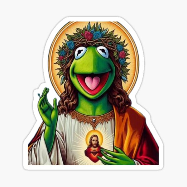 ""Kermit The Frog Jesus Meme"" Sticker for Sale by Obinne | Redbubble